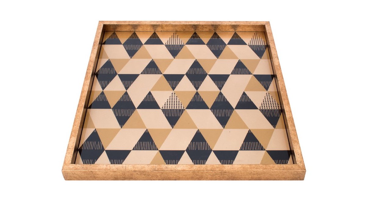 ARTE CASERO CAM BASKI GEOMETRİK TEPSİ 40X40 CM FİYATI - Vivense