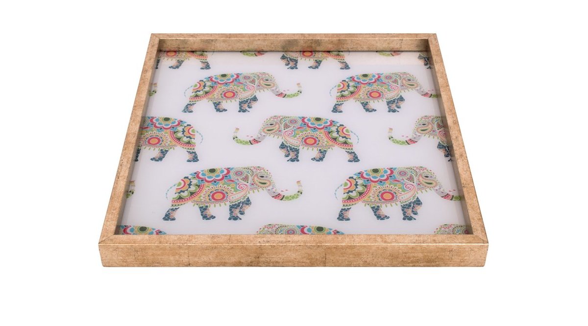 ARTE CASERO CAM BASKI FİL TEPSİ 40X40 CM FİYATI - Vivense