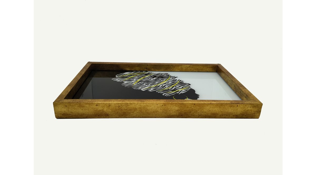 ARTE CASERO CAM BASKI AFRİKALI KADIN TEPSİ 22X37 CM FİYATI - Vivense