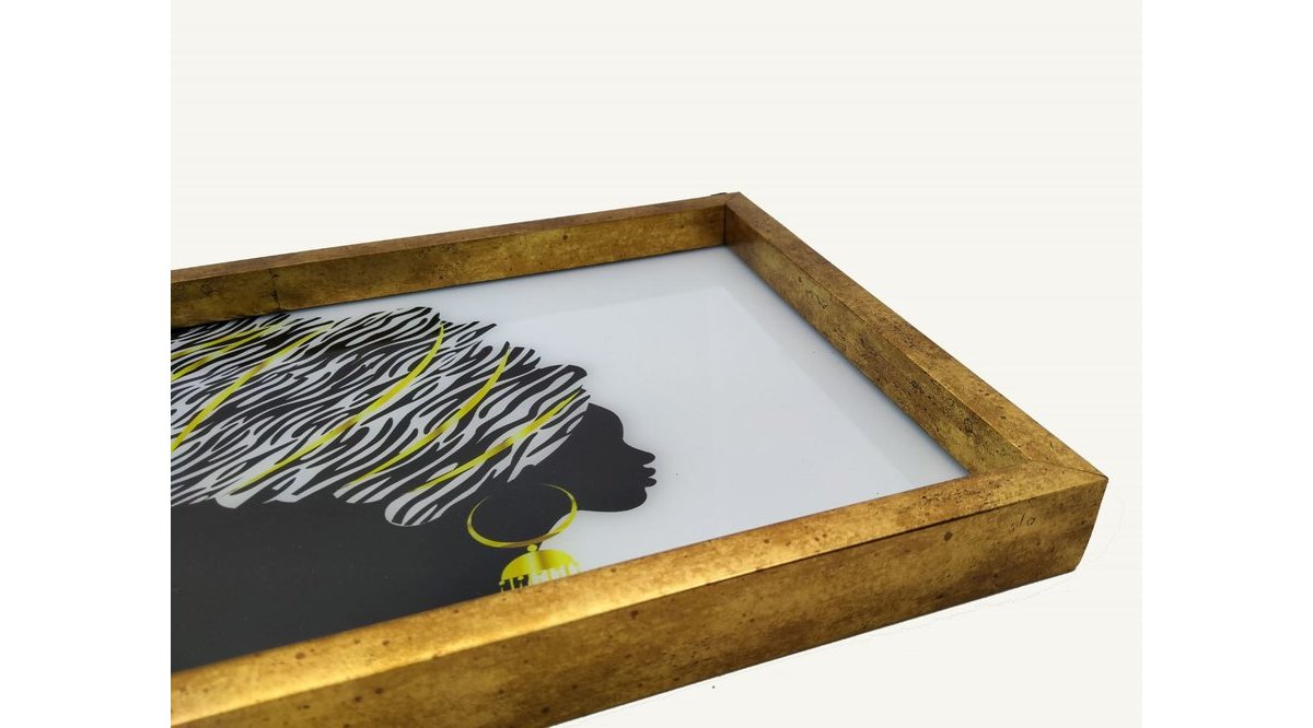 ARTE CASERO CAM BASKI AFRİKALI KADIN TEPSİ 22X37 CM FİYATI - Vivense