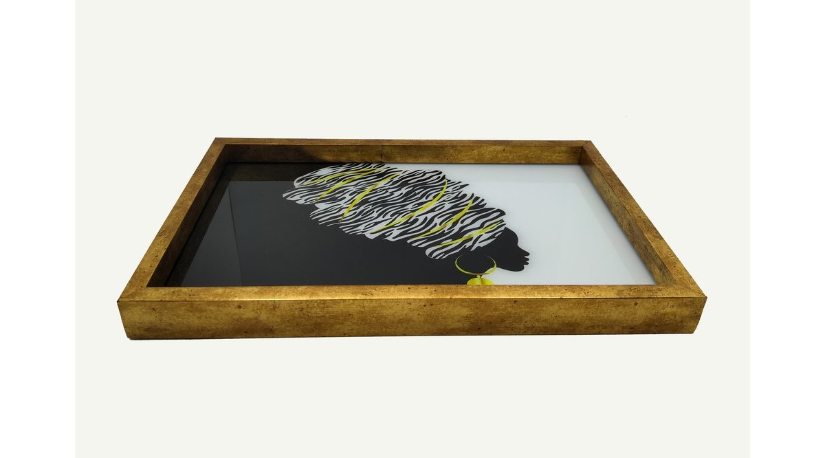 ARTE CASERO CAM BASKI AFRİKALI KADIN TEPSİ 22X37 CM FİYATI - Vivense