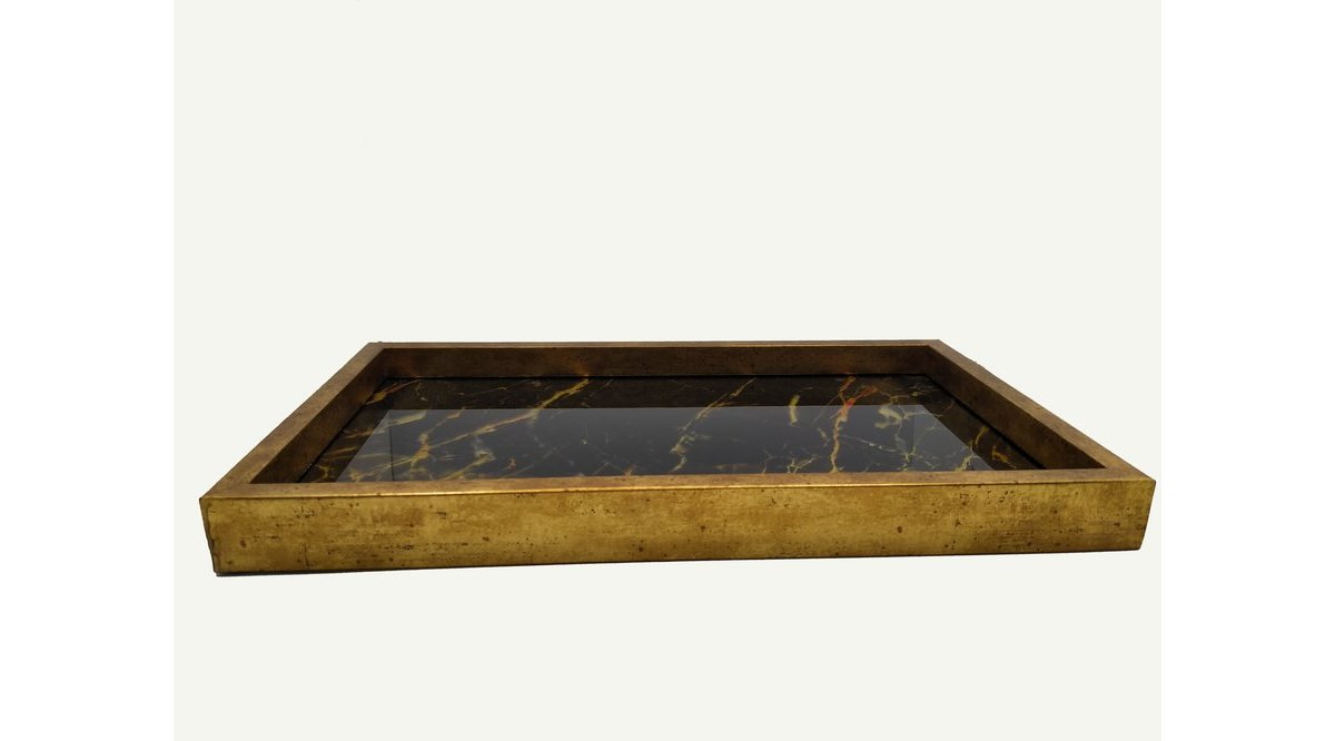 ARTE CASERO CAM BASKI MARBLE TEPSİ 22X37 CM
