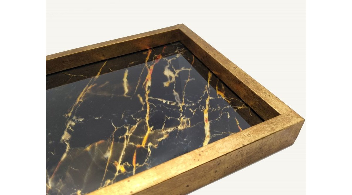 ARTE CASERO CAM BASKI MARBLE TEPSİ 22X37 CM