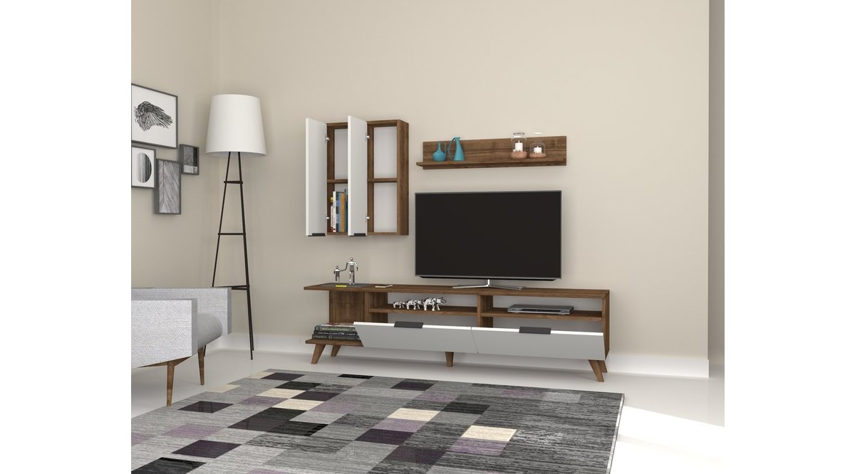 ORKA TV ÜNİTESİ 180 CM CEVİZ-BEYAZ