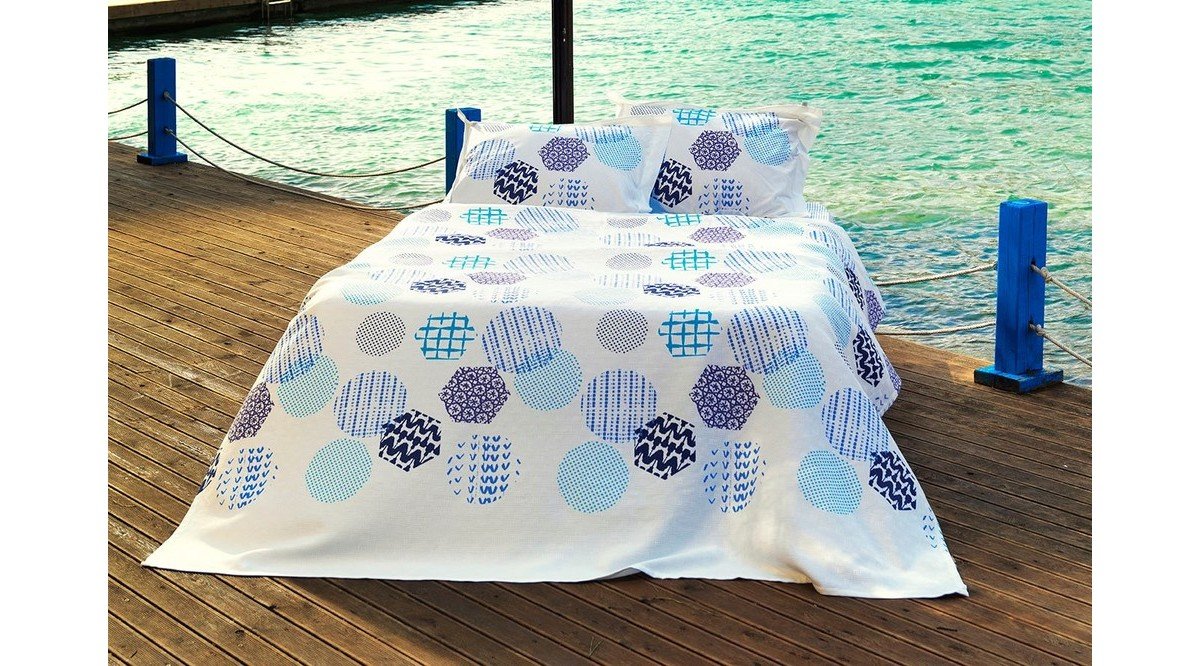 PRİSMES ÇİFT KİŞİLİK PİKE TAKIMI MAVİ FİYATI - Vivense