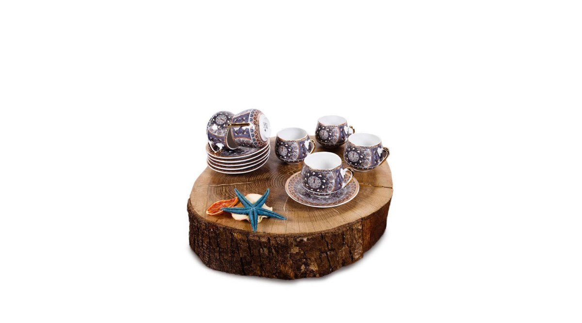 QEDİ PORSELEN 6'LI KAHVE FİNCANI KALPLİ YAPRAKLI FİYATI - Vivense