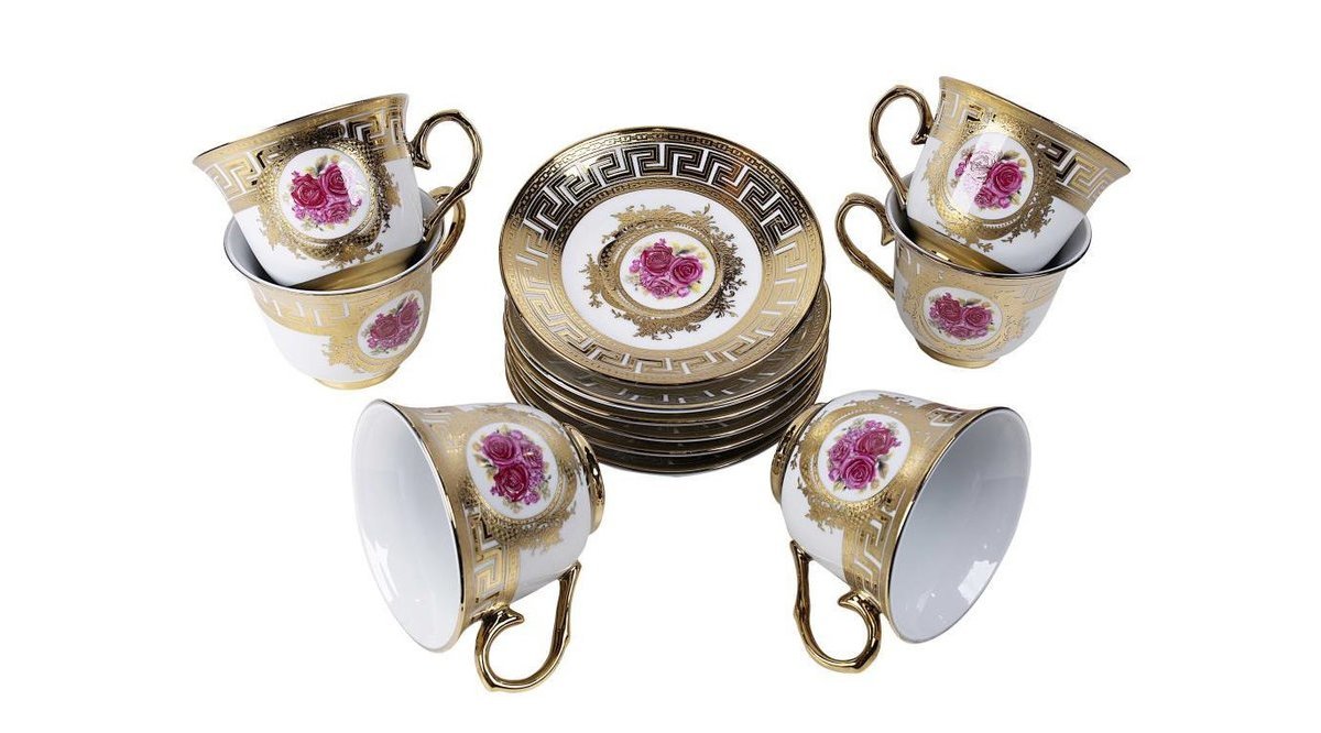 QEDİ PORSELEN NOSTALJİK ALTILI ÇAY FİNCAN SETİ GÜL BUKETİ M2 FİYATI ...