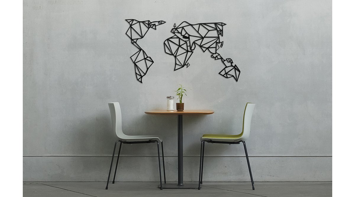 WORLD MAP METAL TABLO
