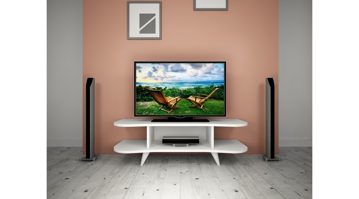 KELEBEK AKS TV SEHPASI PARLAK BEYAZ FİYATI - Vivense