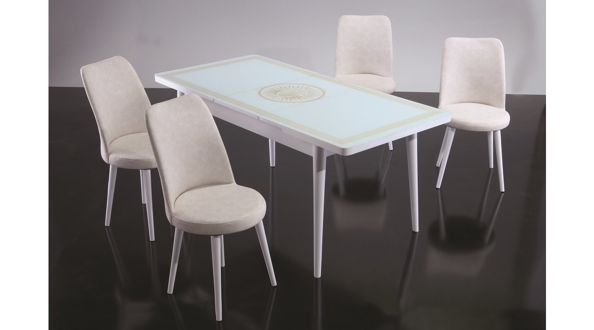 VERSACE BEYAZ MUTFAK MASA TAKIMI 4'LÜ SET FİYATI - Vivense